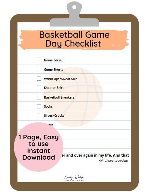 Printable Basketball Packing List | Youth Basketball Game Day Readiness ...