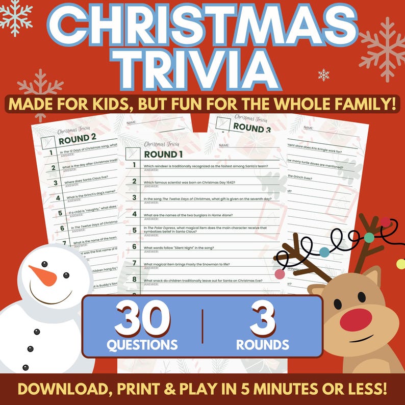 Christmas Trivia for KIDS | Classroom Game | Family Fun | Christmas ...