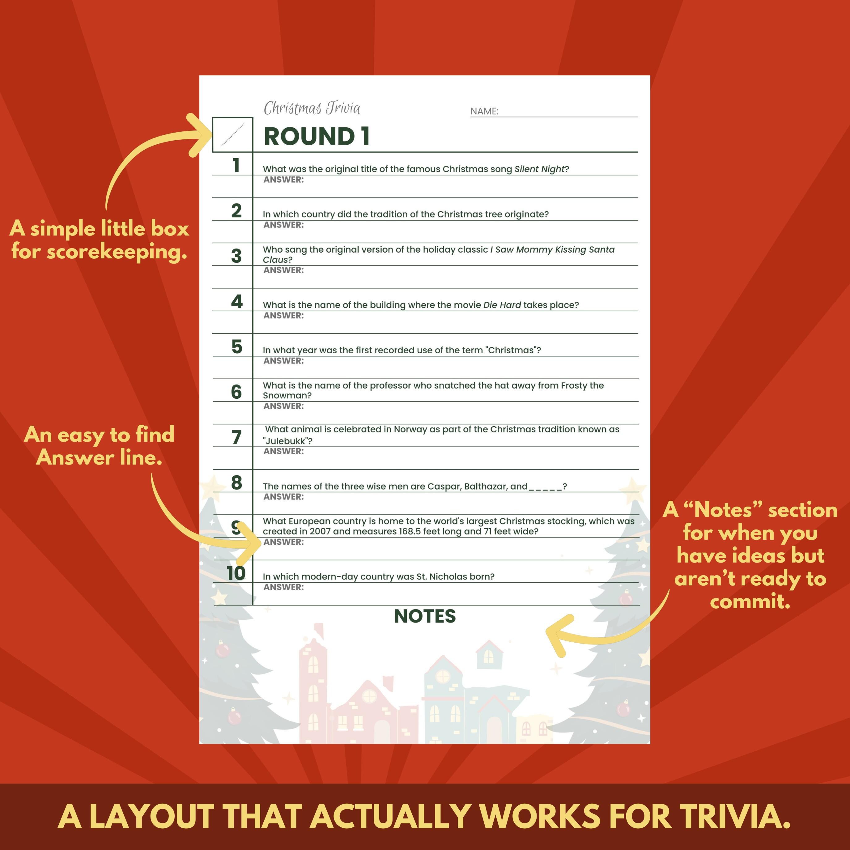 Christmas Trivia Game | Christmas Party Game | Adult Game Night ...