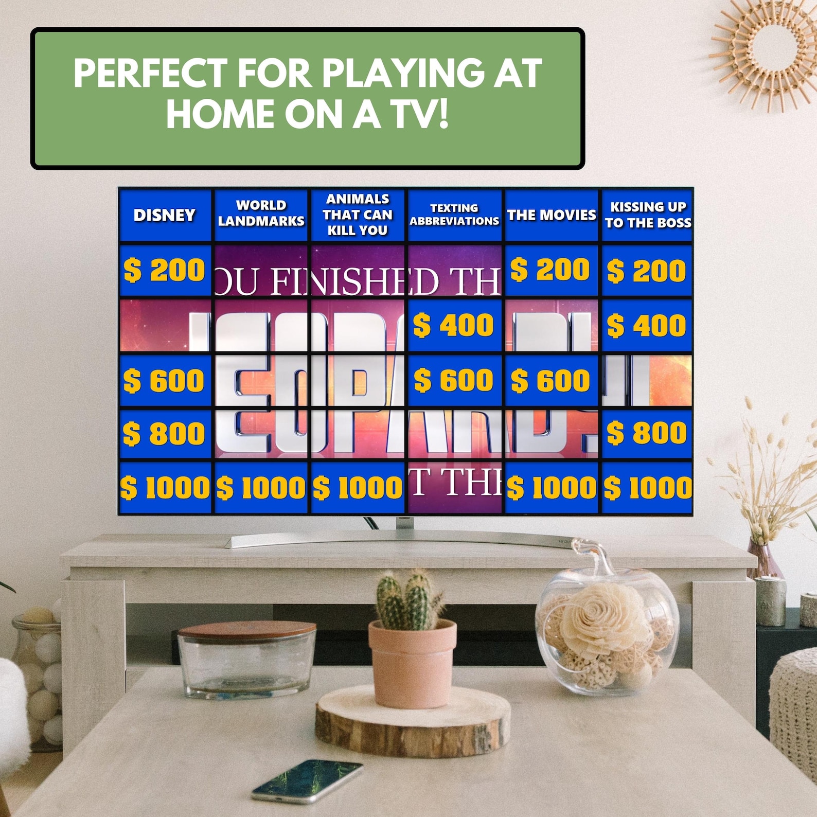 Jeopardy Party Game: Trivia Night, Adult & Kids (powerpoint Download ...