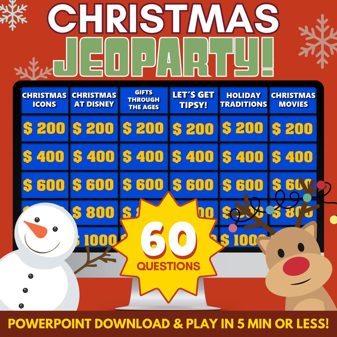 Christmas Jeopardy Game: Holiday Party Trivia (instant Download) - Etsy