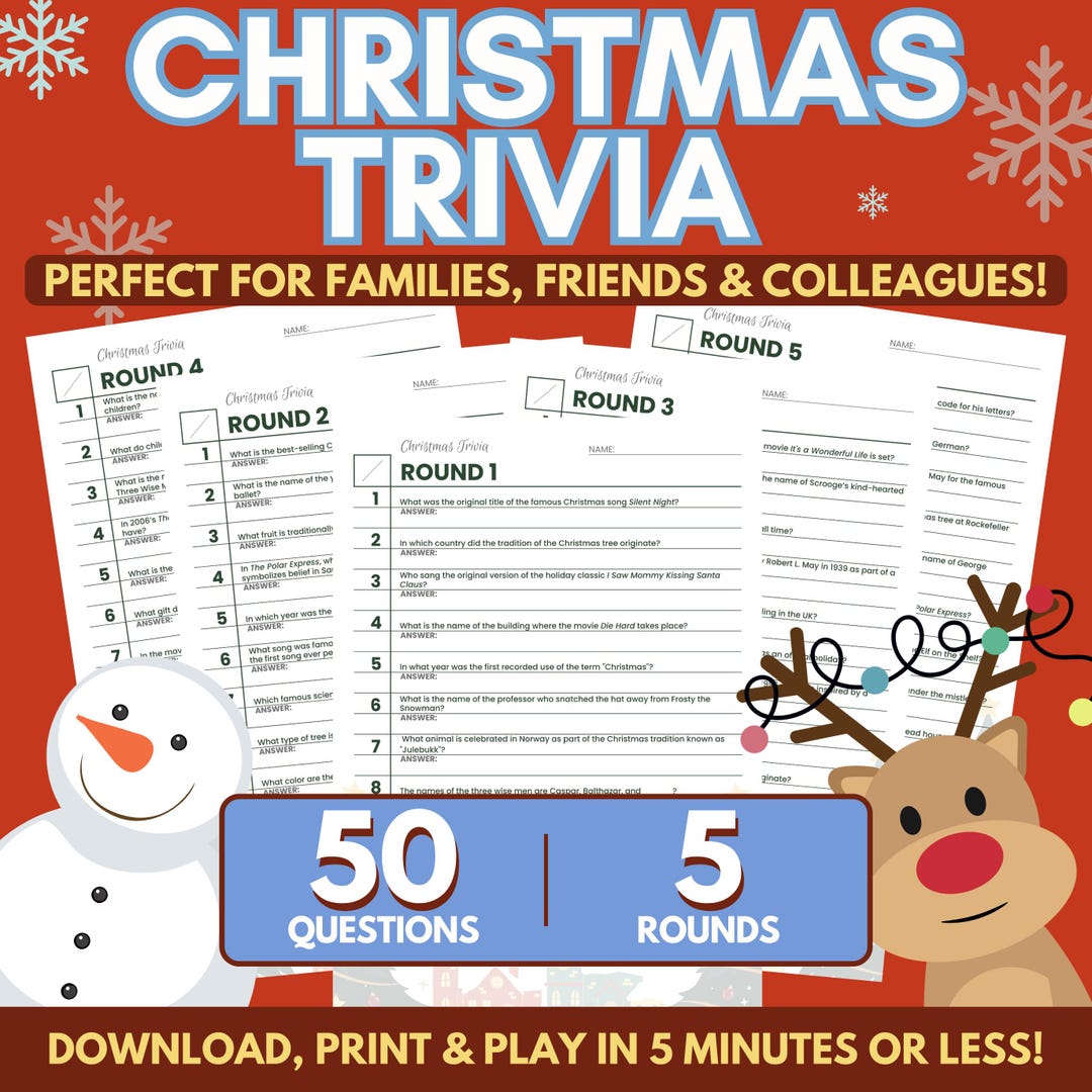 Christmas Trivia Game | Christmas Party Game | Adult Game Night ...