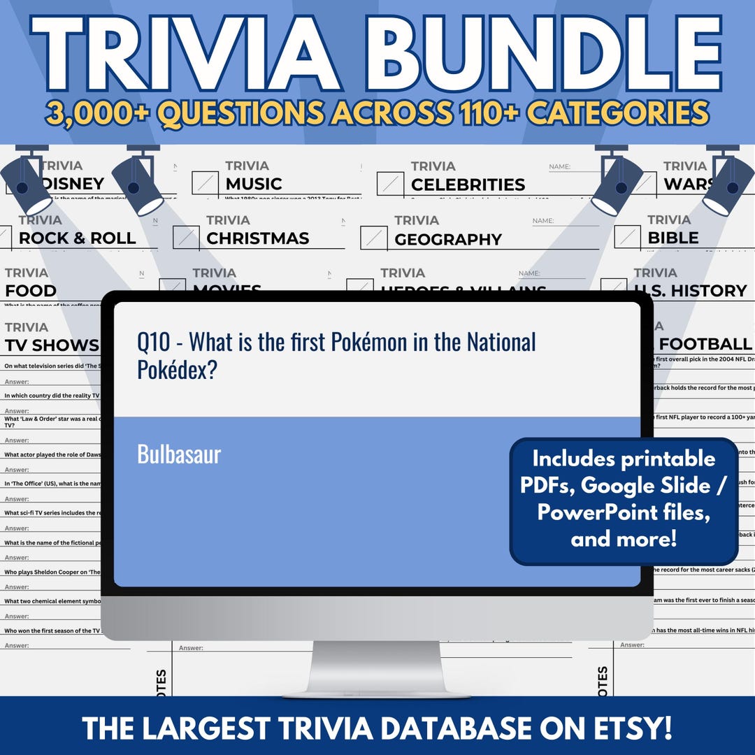 Trivia Game (3,000+ Questions) | Pub Trivia, Trivia Night, Office ...