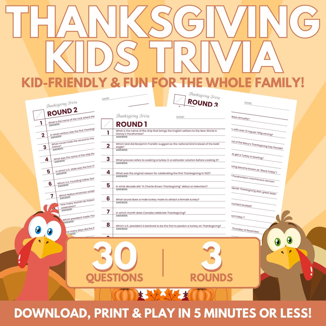 Thanksgiving Trivia for KIDS | Classroom Game | Family Fun | Dinner ...