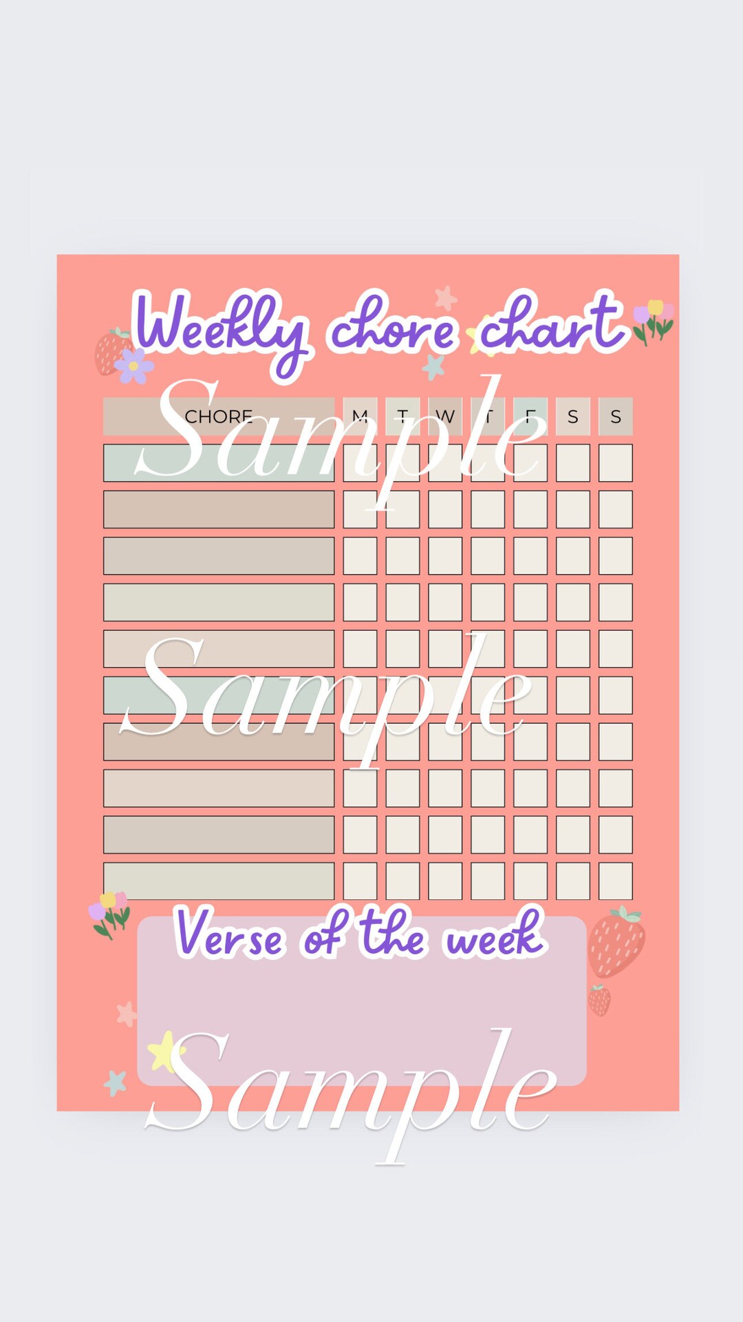PRINTABLE Chore Chart - Etsy