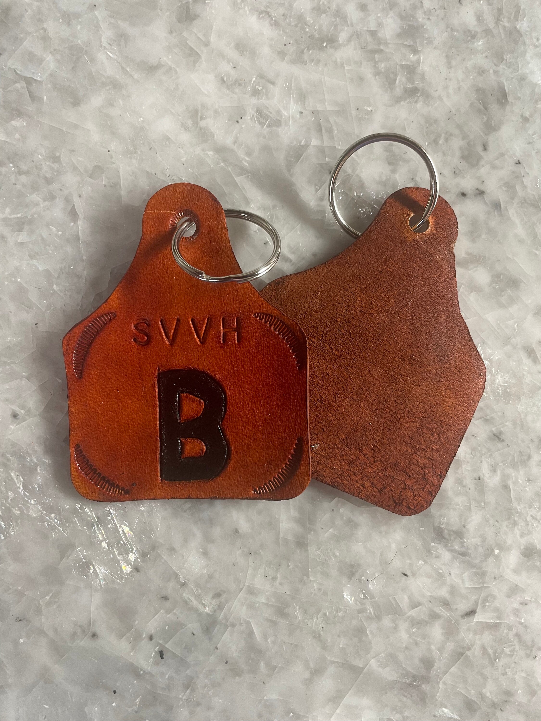 Personalizable Genuine Leather Ear Tag Key Chain - Etsy