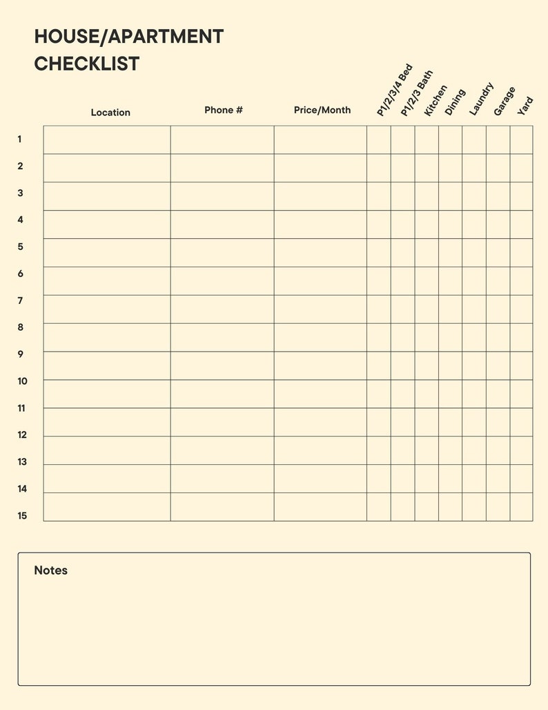 House Apartment Hunting Compare Checklist Beige Aesthetic Minimalist - Etsy