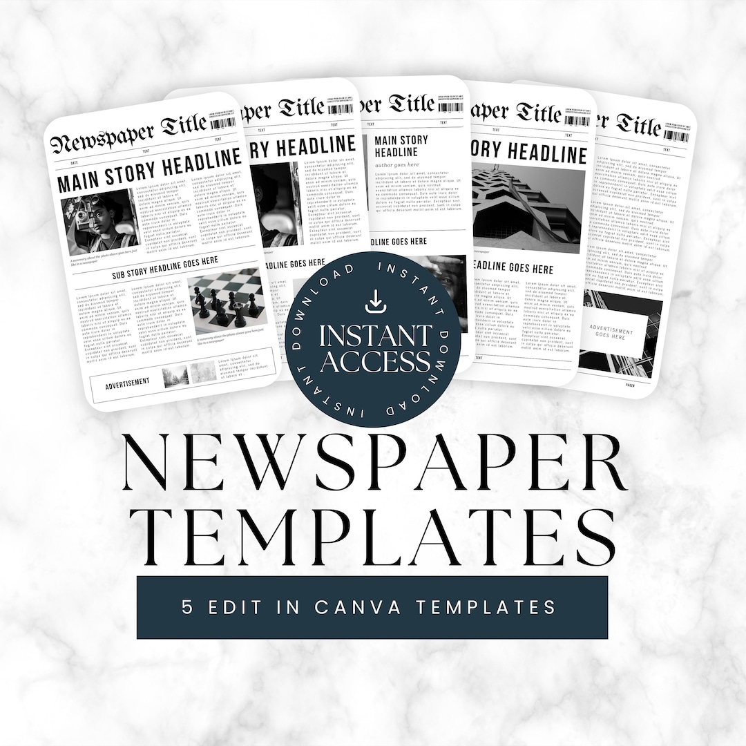 5 Newspaper Templates Edit in Canva | DIGITAL | Invite Templates ...
