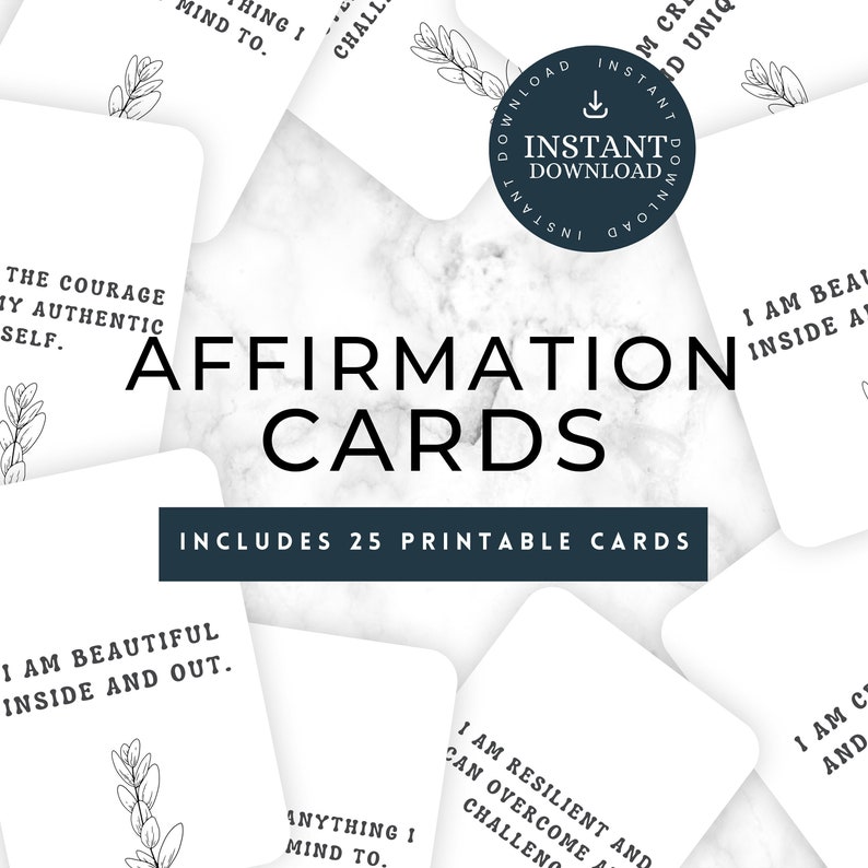 25 Affirmation Cards | Self Care Cards, Reflection | DIGITAL ...