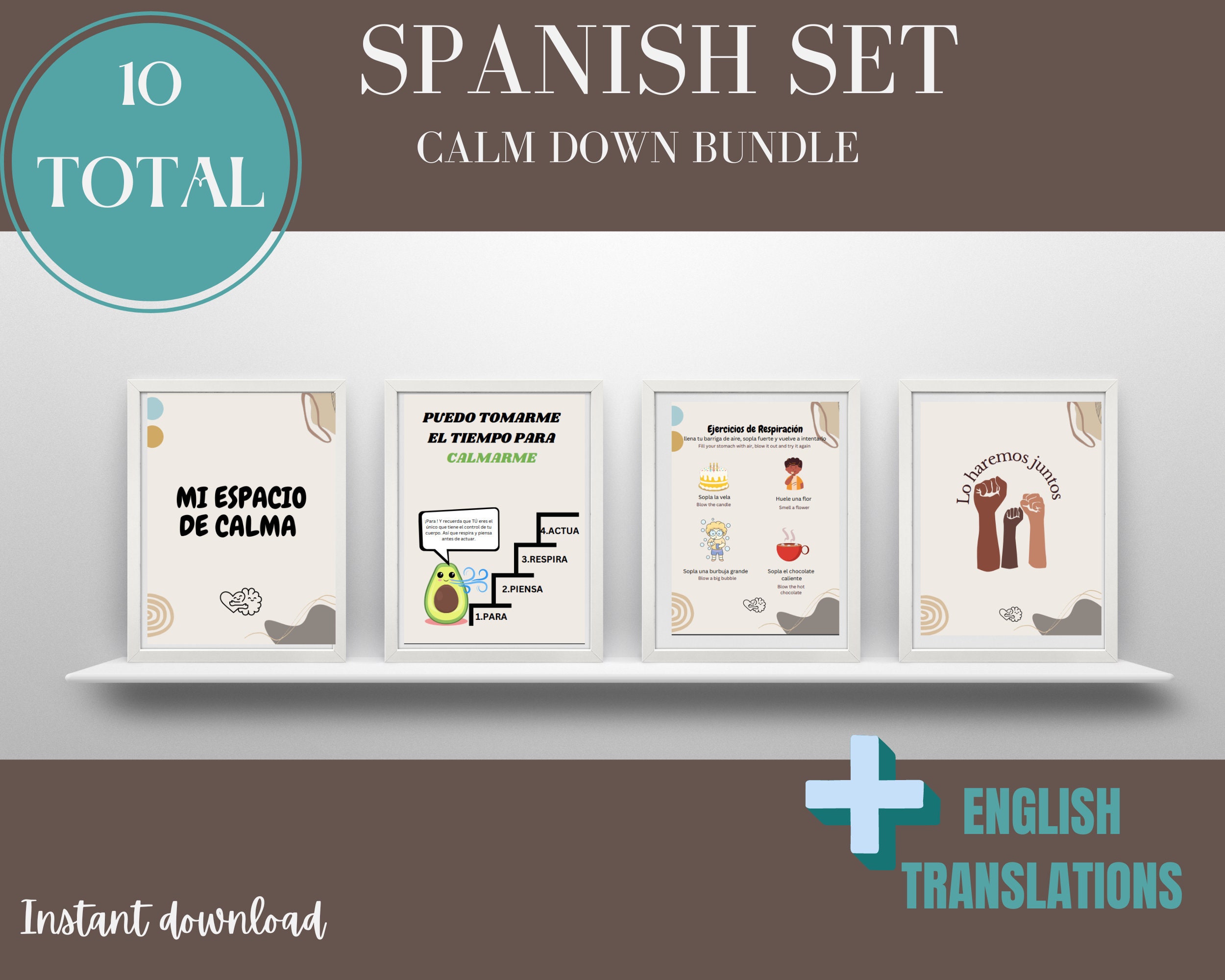 10 Spanish & English Calm Down Corner Kit-self Regulation-calming ...