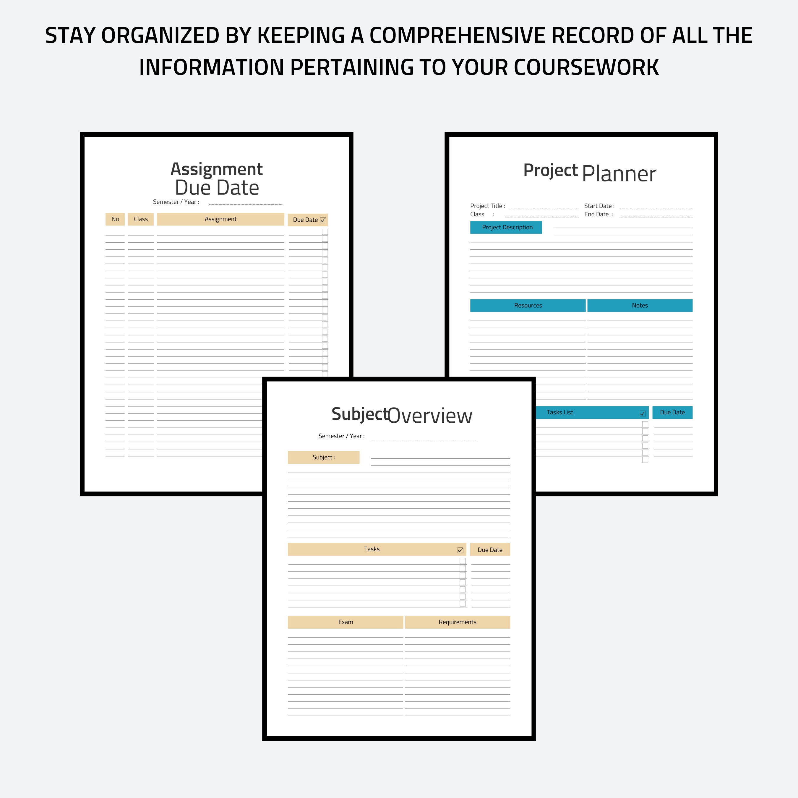 Student Study Plannerprintable Student Plannercollege - Etsy