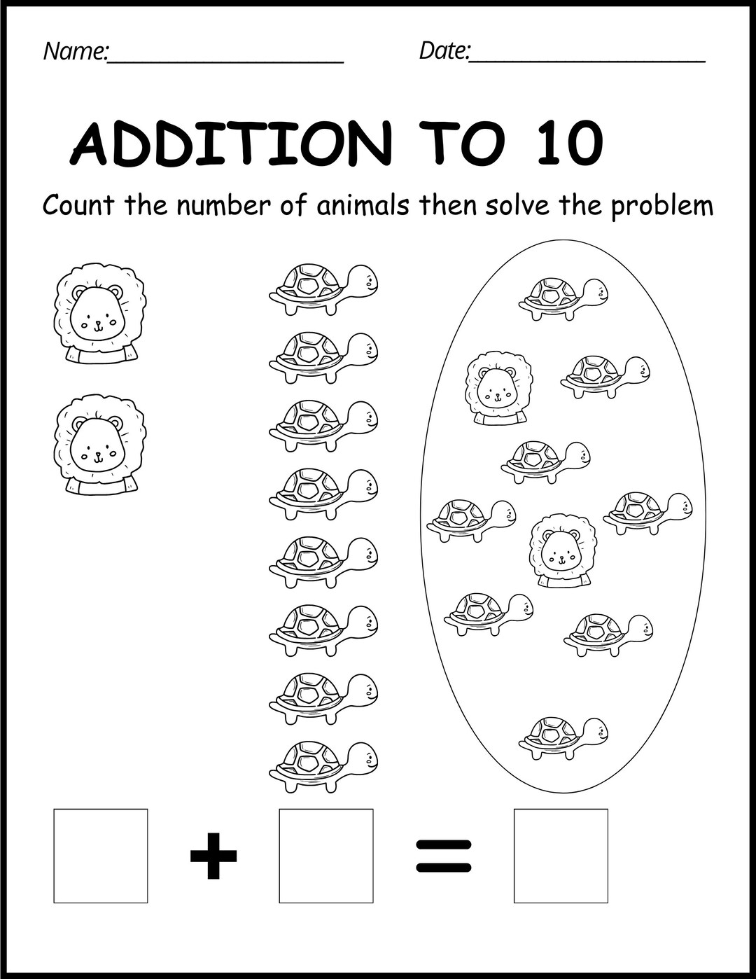 Addition Math Worksheets, How Manycounting up to 10 Sheets, Beginning ...