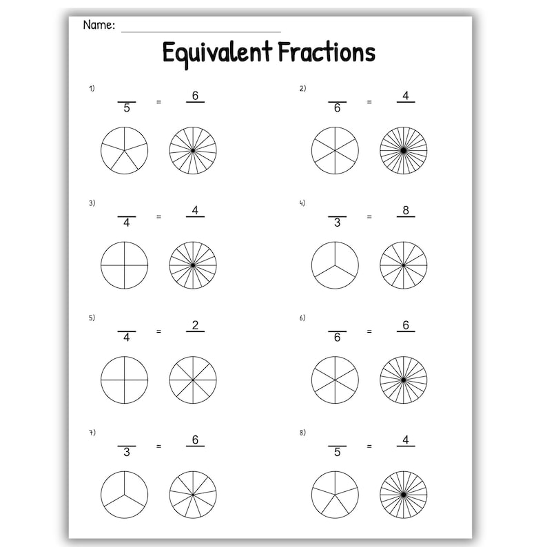 Equivalent Fractions Worksheets , 100 Pages With Visual Models ...