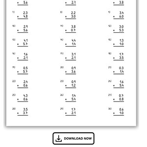 Adding Decimals Worksheets: Horizontal & Vertical 4th Grade Math ...