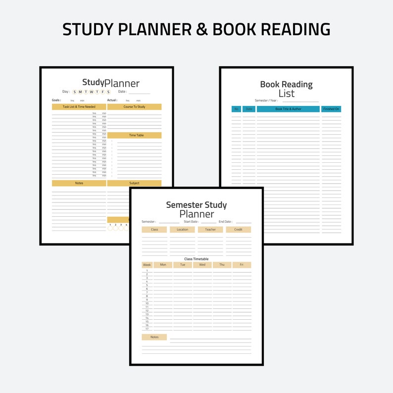 Student Study Plannerprintable Student Plannercollege - Etsy