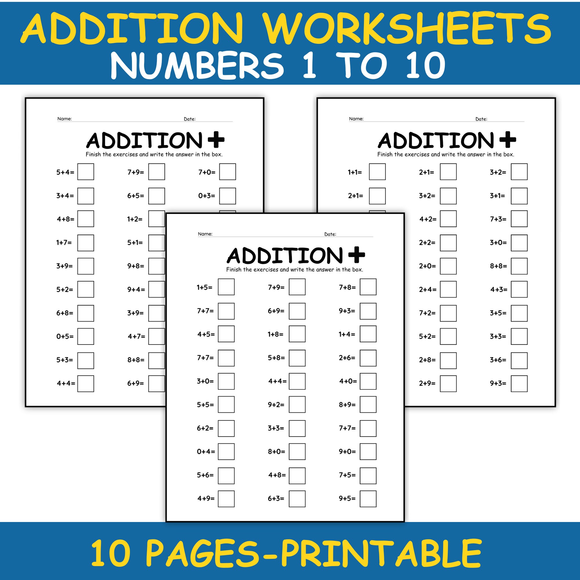Math Worksheet Printable ( Numbers 1-10) - Second Grade Math Homeschool ...