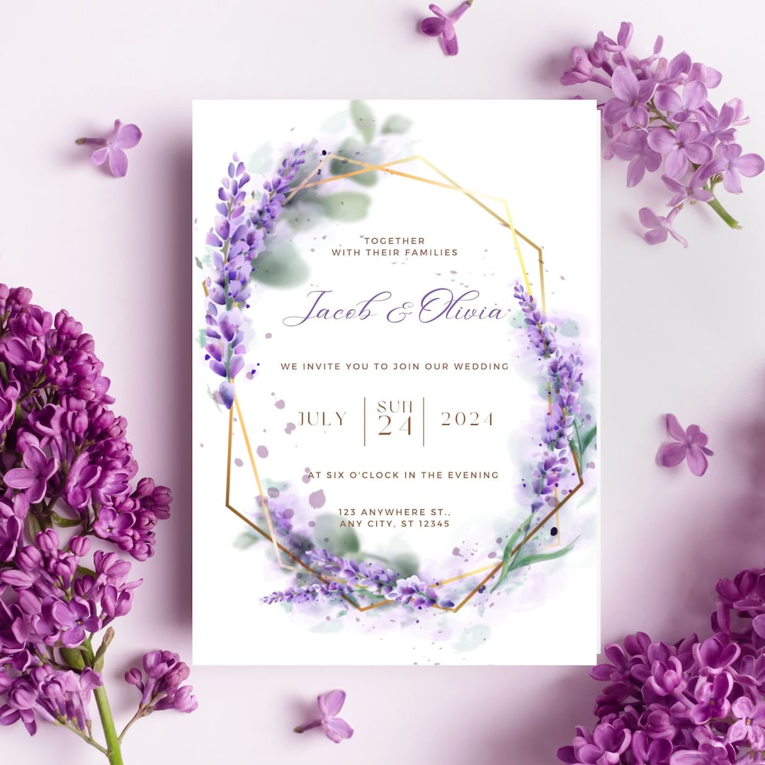 Purple Wedding Invites, Wedding Announcement, Wedding Invitations ...
