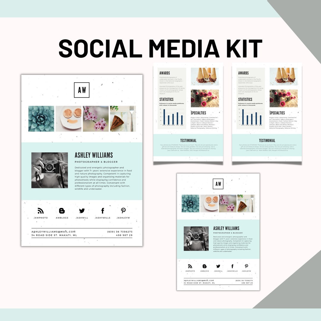 Social Media Kit, Media Kit Template, Influencer Media Kit, Model Media ...