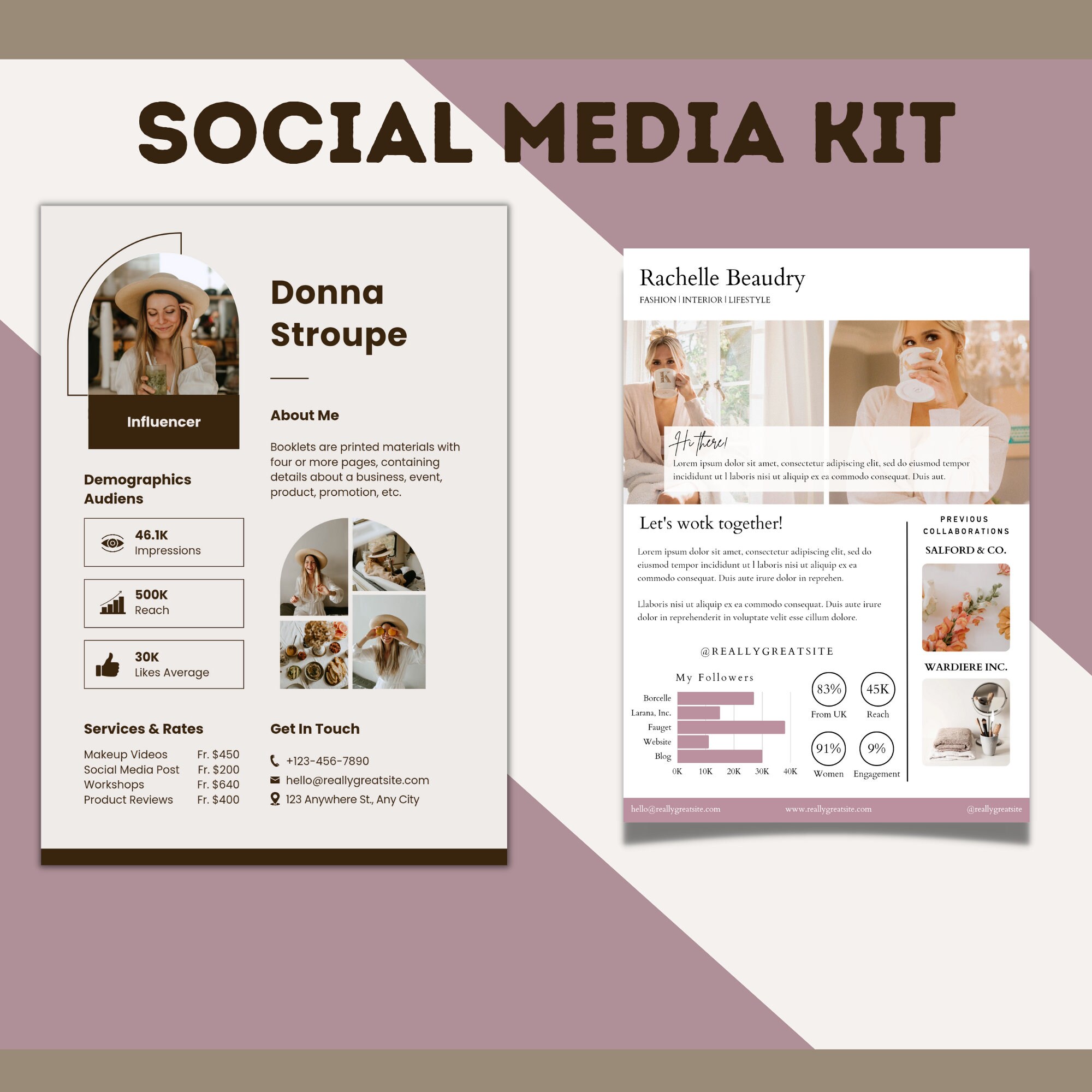 Social Media Kit, Media Kit Template, Influencer Media Kit, Model Media ...