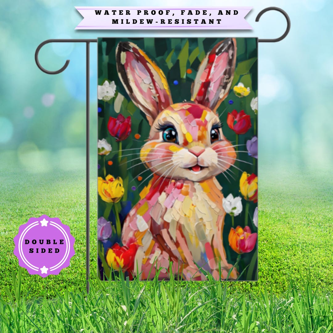 Bunny Spring Flag, Bunny Garden Flag, Easter Flag, Cute Easter Garden ...