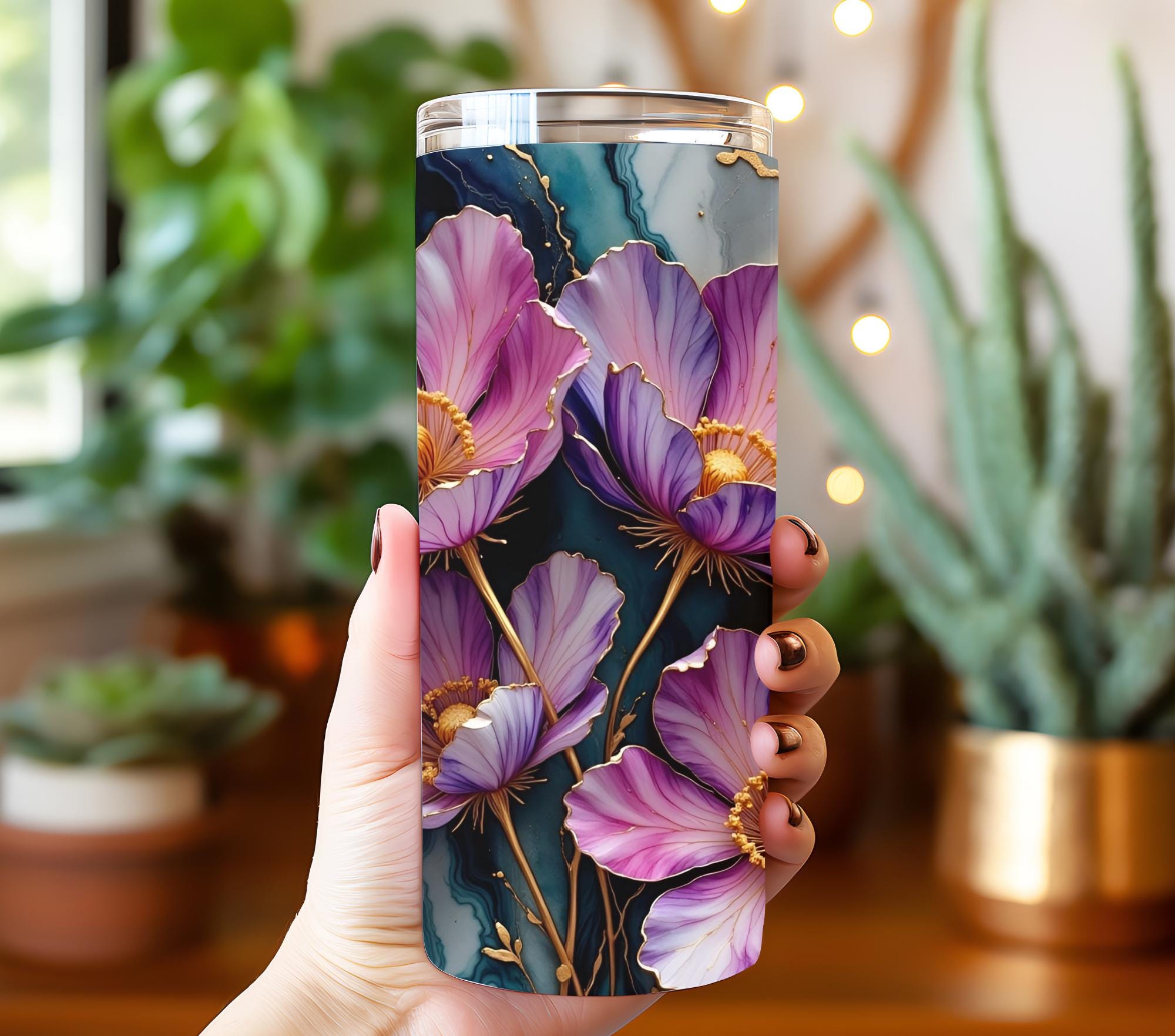 Floral Cosmos Watercolor, Flowers Png Wrap, 3d Tumbler Wrap, Wall Art ...