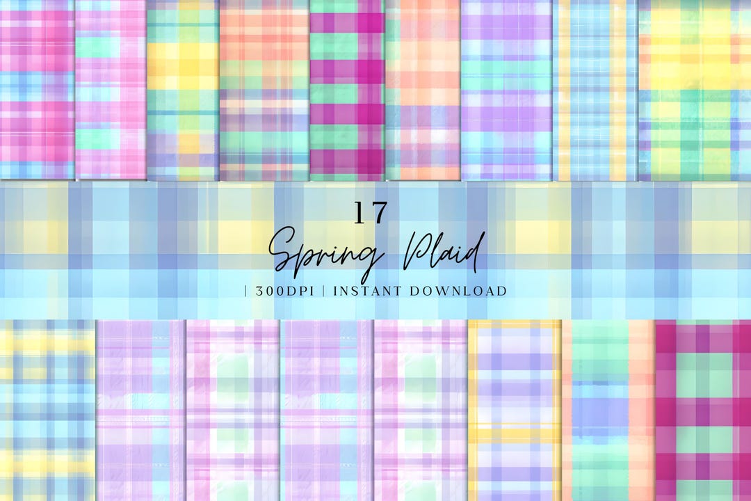Digital Pastel Backgrounds, Pastel Plaid Backgrounds, Printable Paper ...