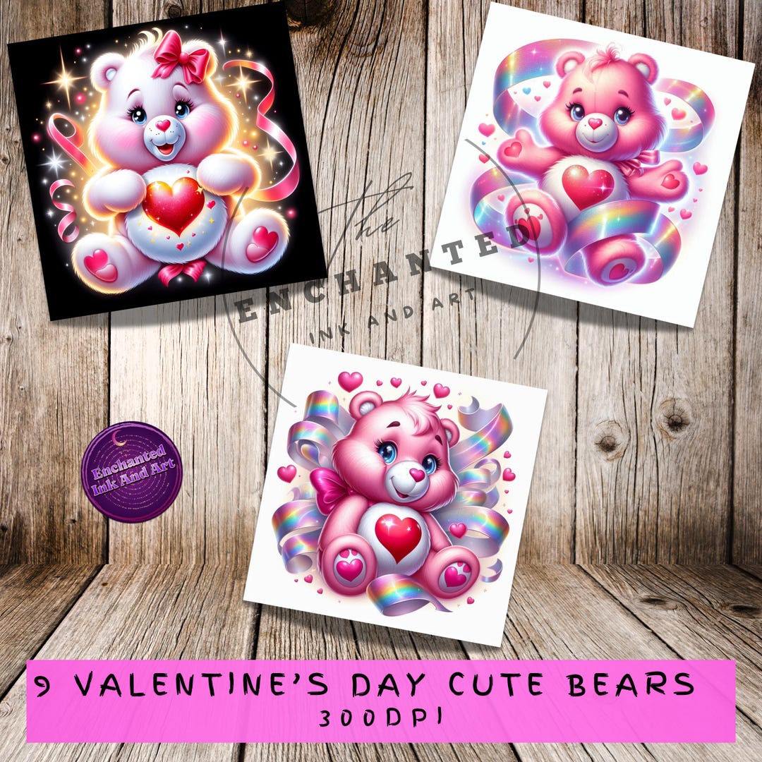 Cute Bear Background, Care Bears, Instant Download, Card Making ...