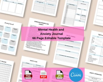 Mental Health Journal, Printable Mental Health Planner, Anxiety Mood ...