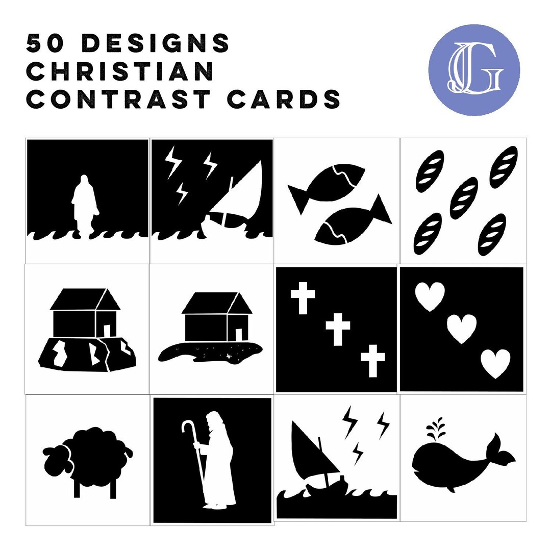 3-in-1 Printable 50 Black and White High Contrast Cards for Infant and ...