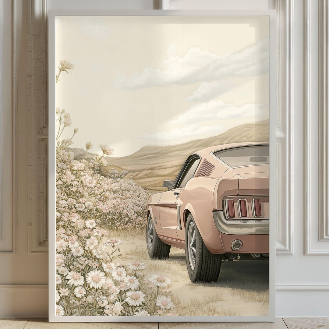Vintage Mustang Poster Soft Retro Car Art Classic Mustang Wall Decor ...