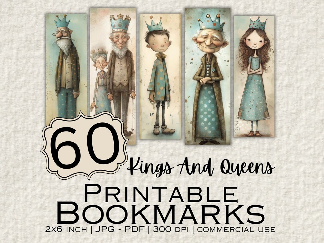 60 Kings and Queens Printable Bookmarks Digital Download JPG Bookmark ...