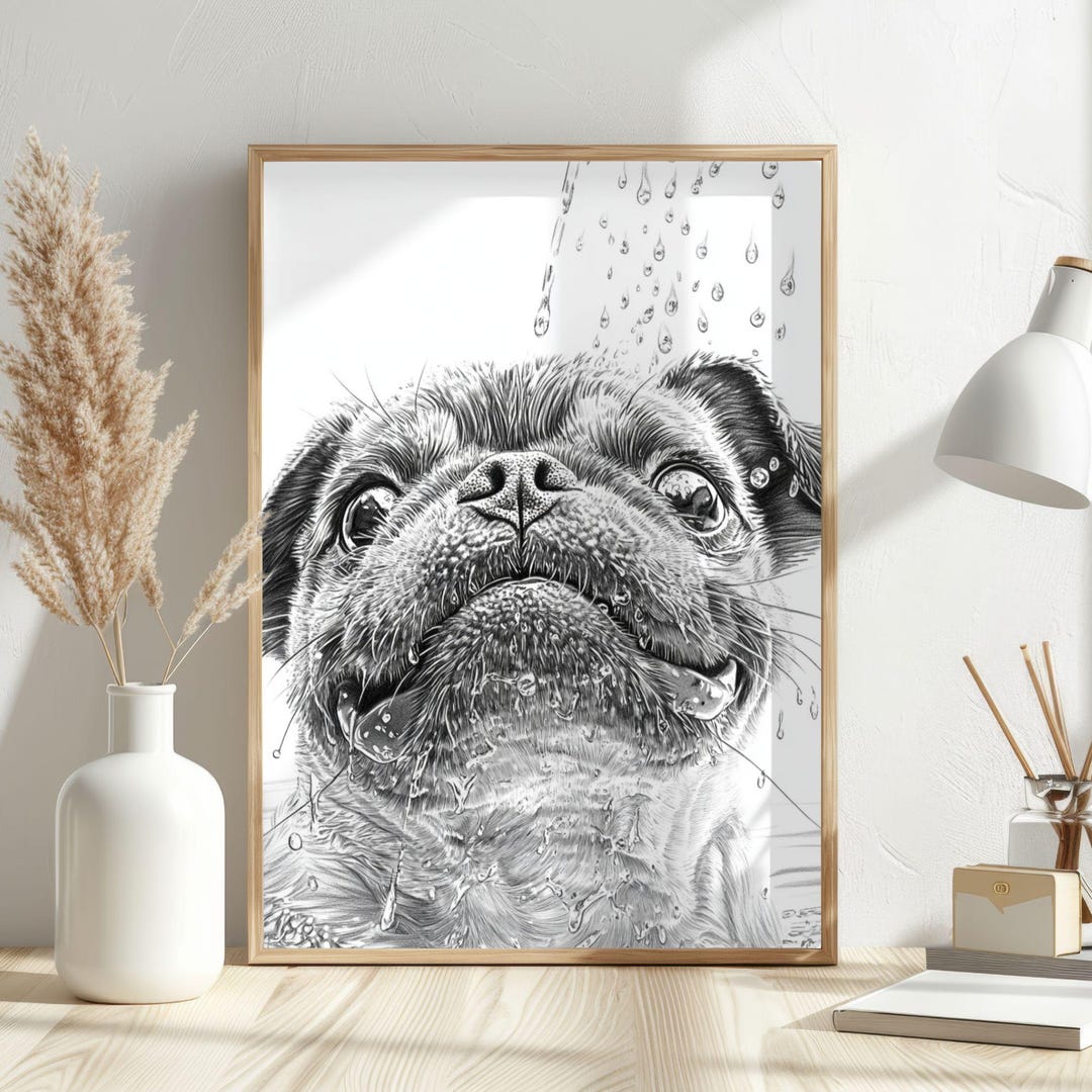 Bathroom Cute PUG DOG Shower Poster 3of3 Bathroom, Restroom Humor ...