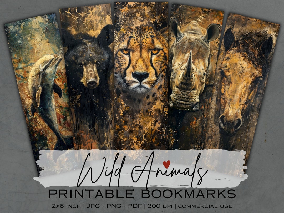 15 Wild Animals Bookmarks Digital Download Jpg, Png and Pdf Sublimation ...
