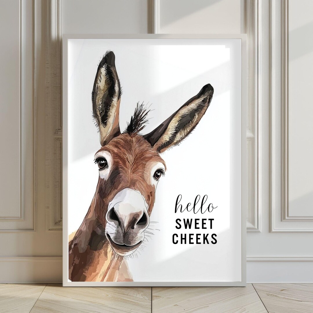 Hello Sweet Cheeks Donkey Poster, Restroom Toilet Poster, Bathroom ...