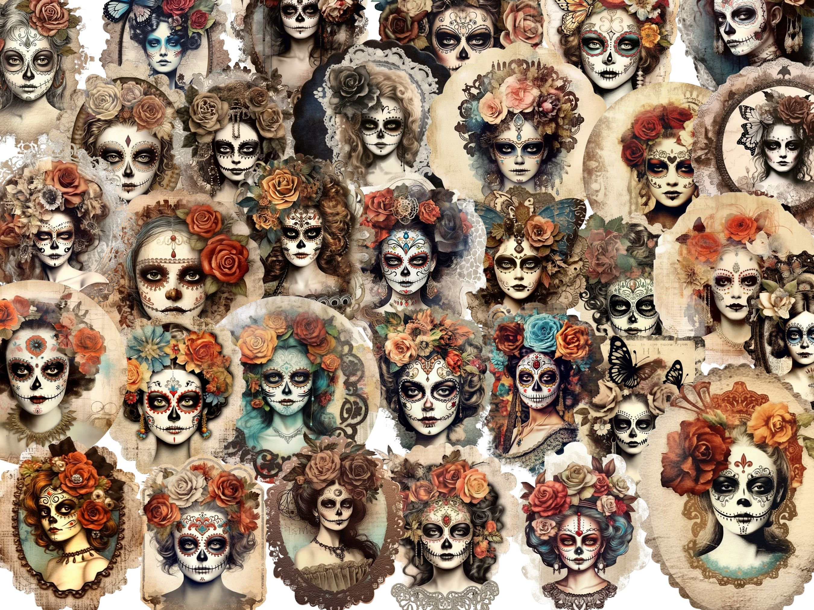 Day of the Dead Clipart PNG, Dia De Los Muertos Sugar Skull Clipart ...