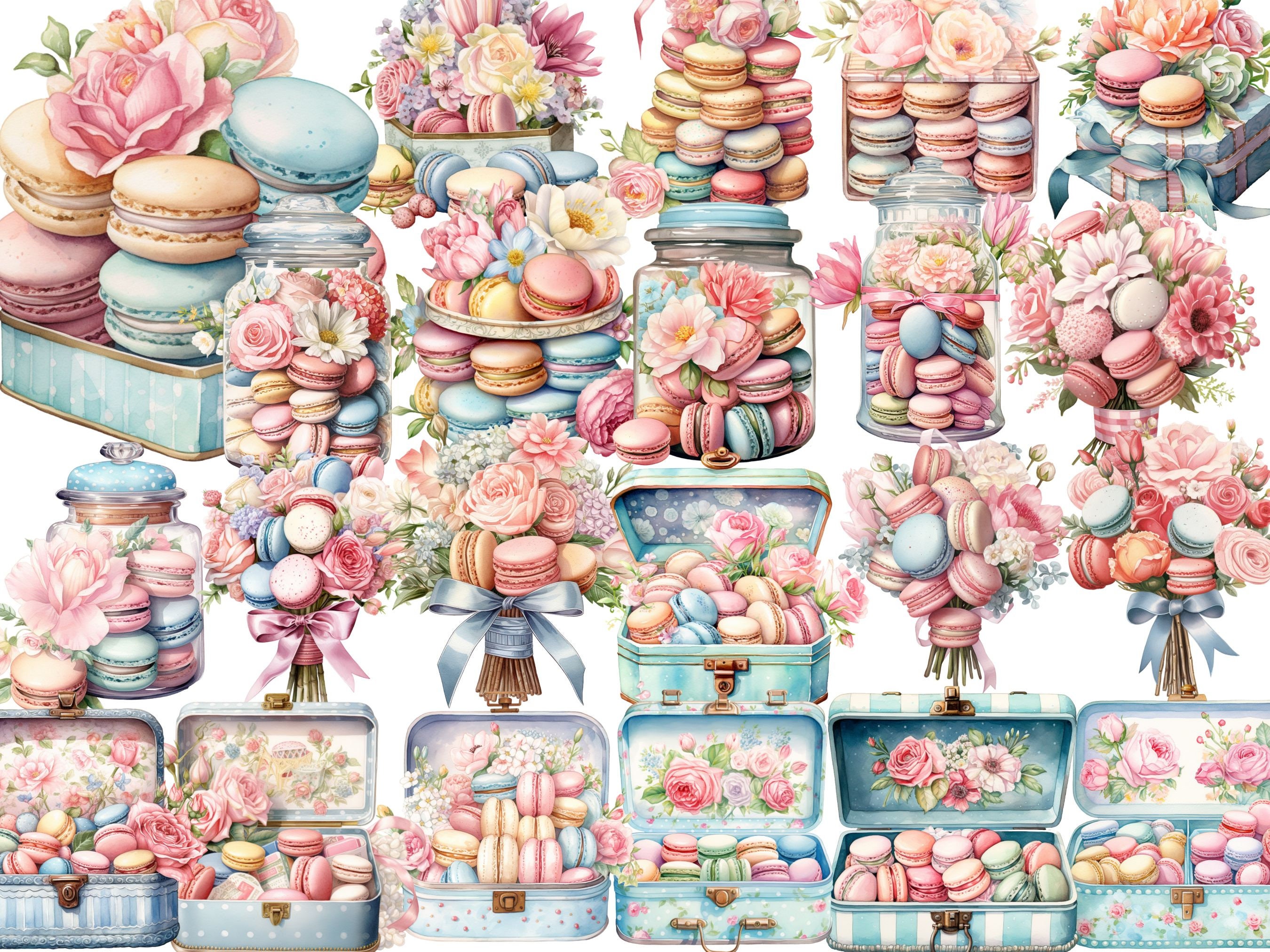 Sweet Macarons Clipart Set, Pastel Colors, Dessert Illustrations ...