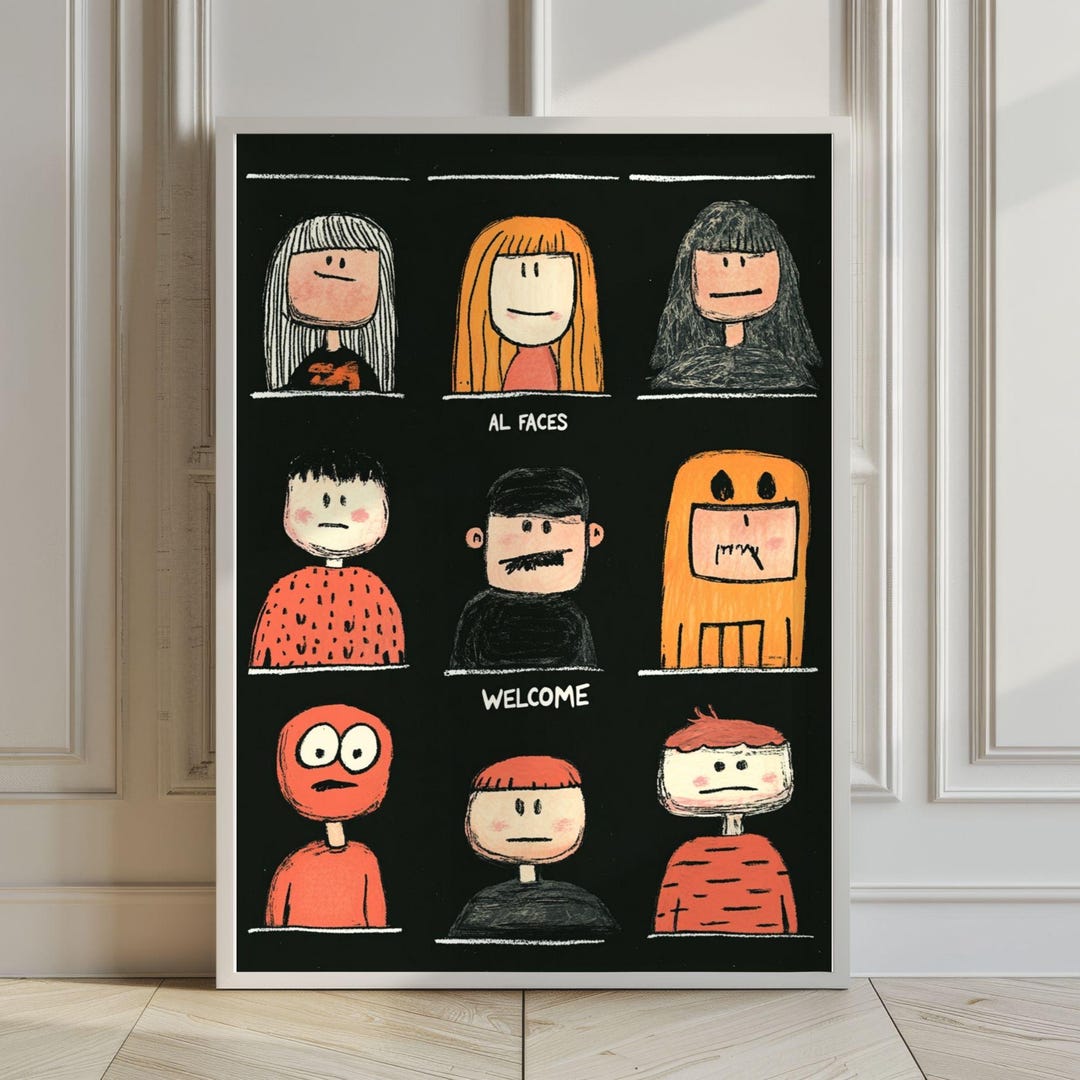 All Faces Welcome Funny People Art Poster, Witty Room Decor, Whimsy ...