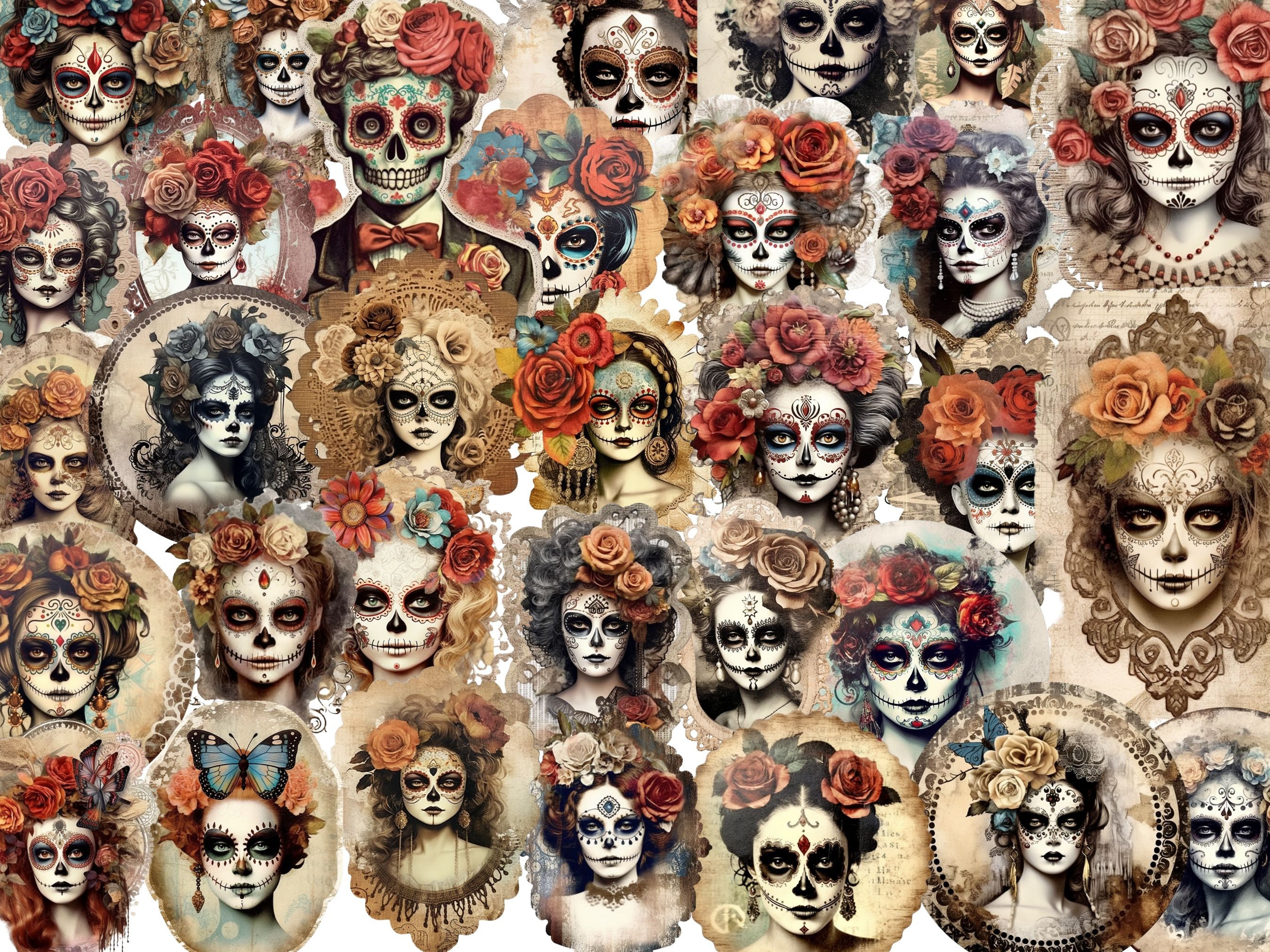 Day of the Dead Clipart PNG, Dia De Los Muertos Sugar Skull Clipart ...