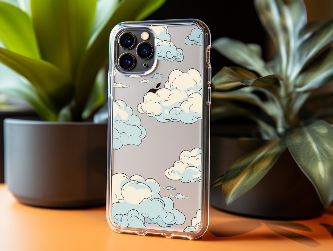 Kawaii Cloud iPhone Case, Clear Case for iPhone 7-15, Cute Kawaii ...