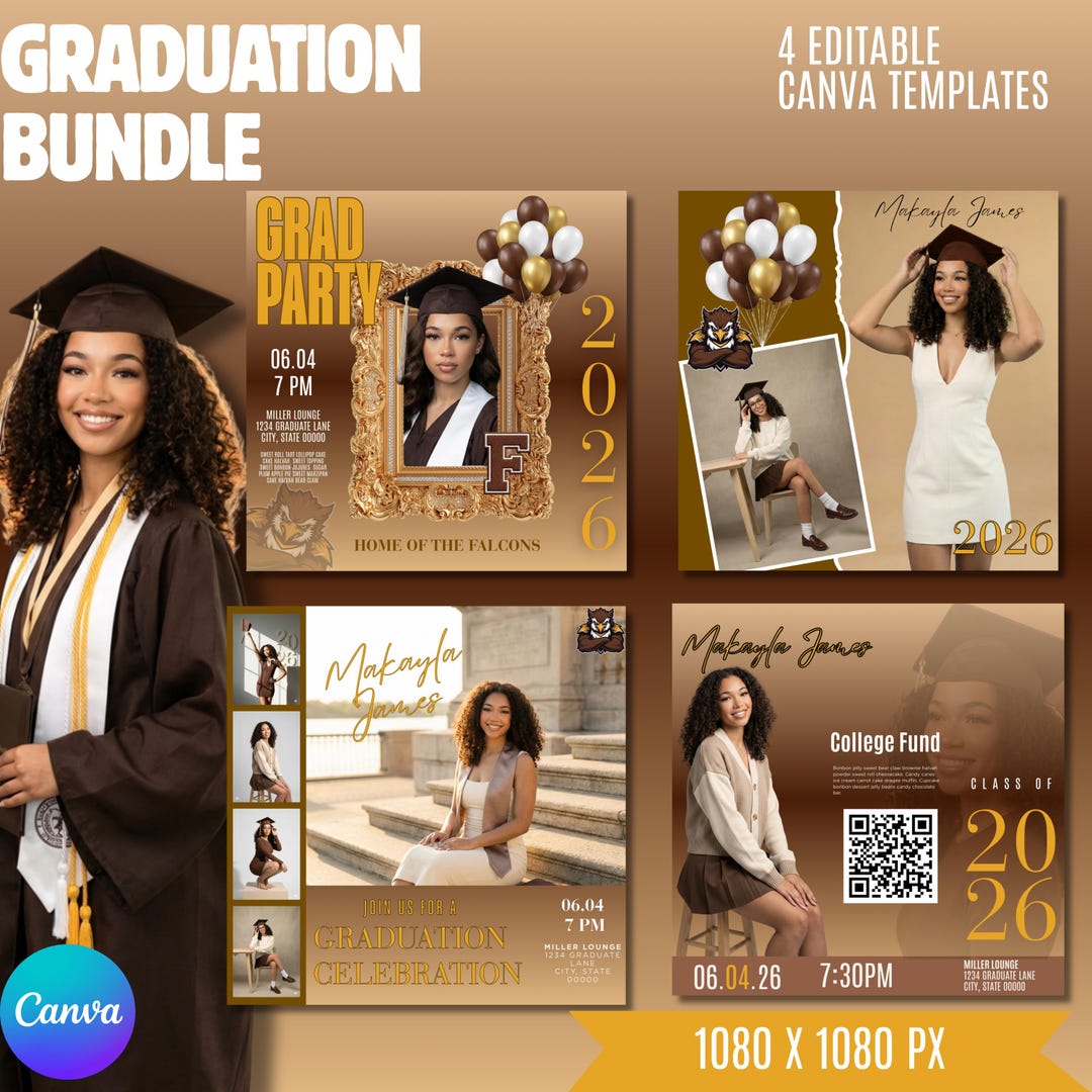 Graduation Canva Template Bundle | Class of 2026 Grad Party Invite ...
