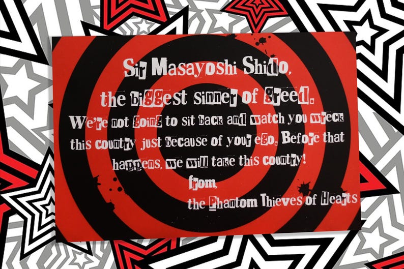 Persona 5 Royal Protagonist Double Sided Calling Card - Etsy
