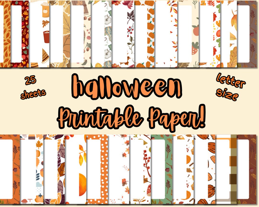 Halloween Border Paper Printable Paper Set of 25 Letter Size - Etsy