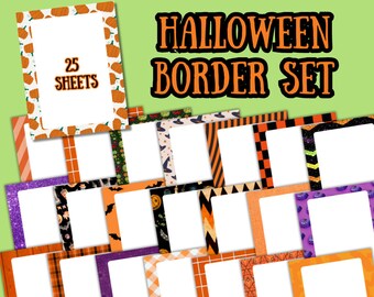 Pumpkin Plaid Printable Fall Border Paper Set 25 Sheets Fall Border ...