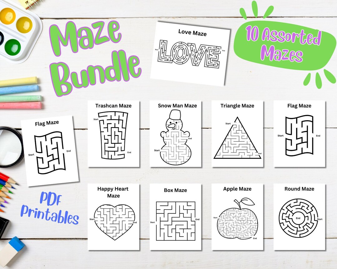 Maze Craze: 10 Printable Mazes for Kids' Endless - Etsy Australia