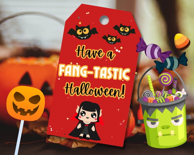 Fang-tastic Halloween Printable Gift Tag Vampire Theme Gift Favor Tag ...