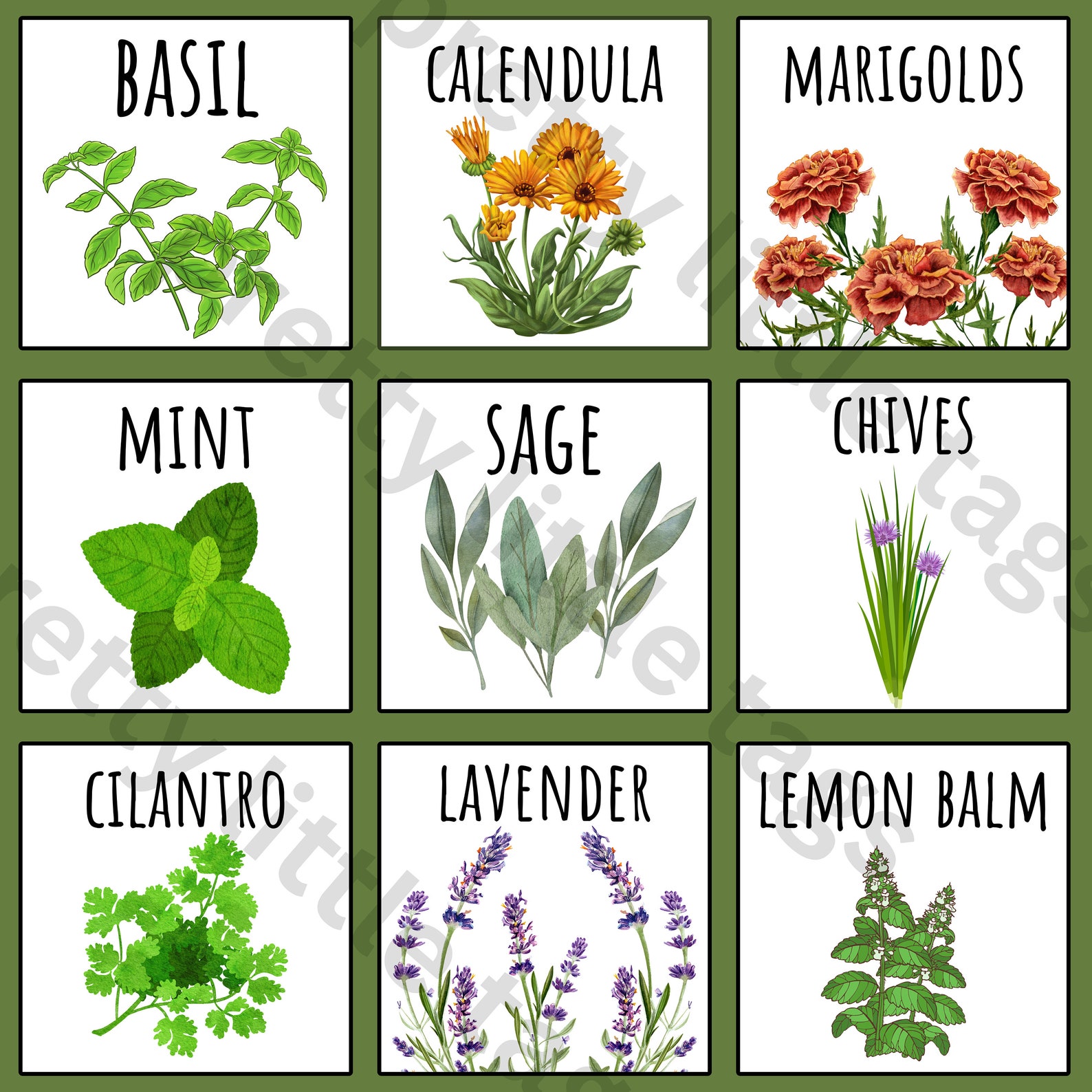 32 Printable HERB Garden Tags / Plant Labels Fruit Veggie / Spring ...