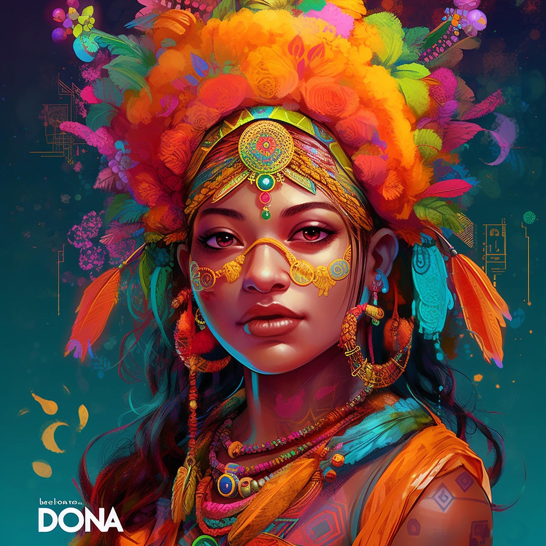 Ilustración, arte Igb Ibo, cultura africana, retrato colorido, hombre, arte del dragón, cara ...