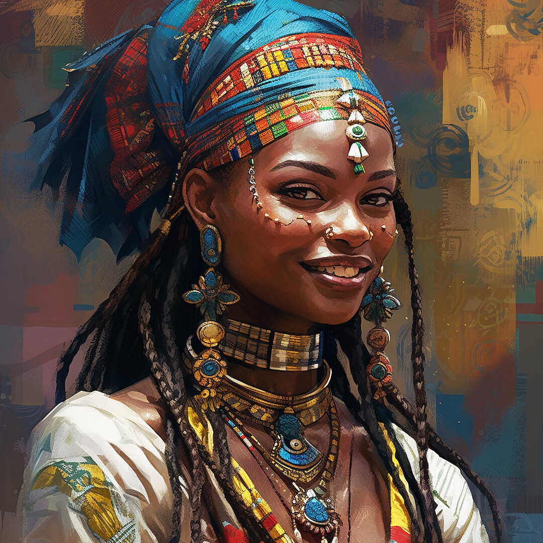 Illustration of igbo, Zulu Art, African Culture, Colorful Portrait of Beautiful Woman - Etsy