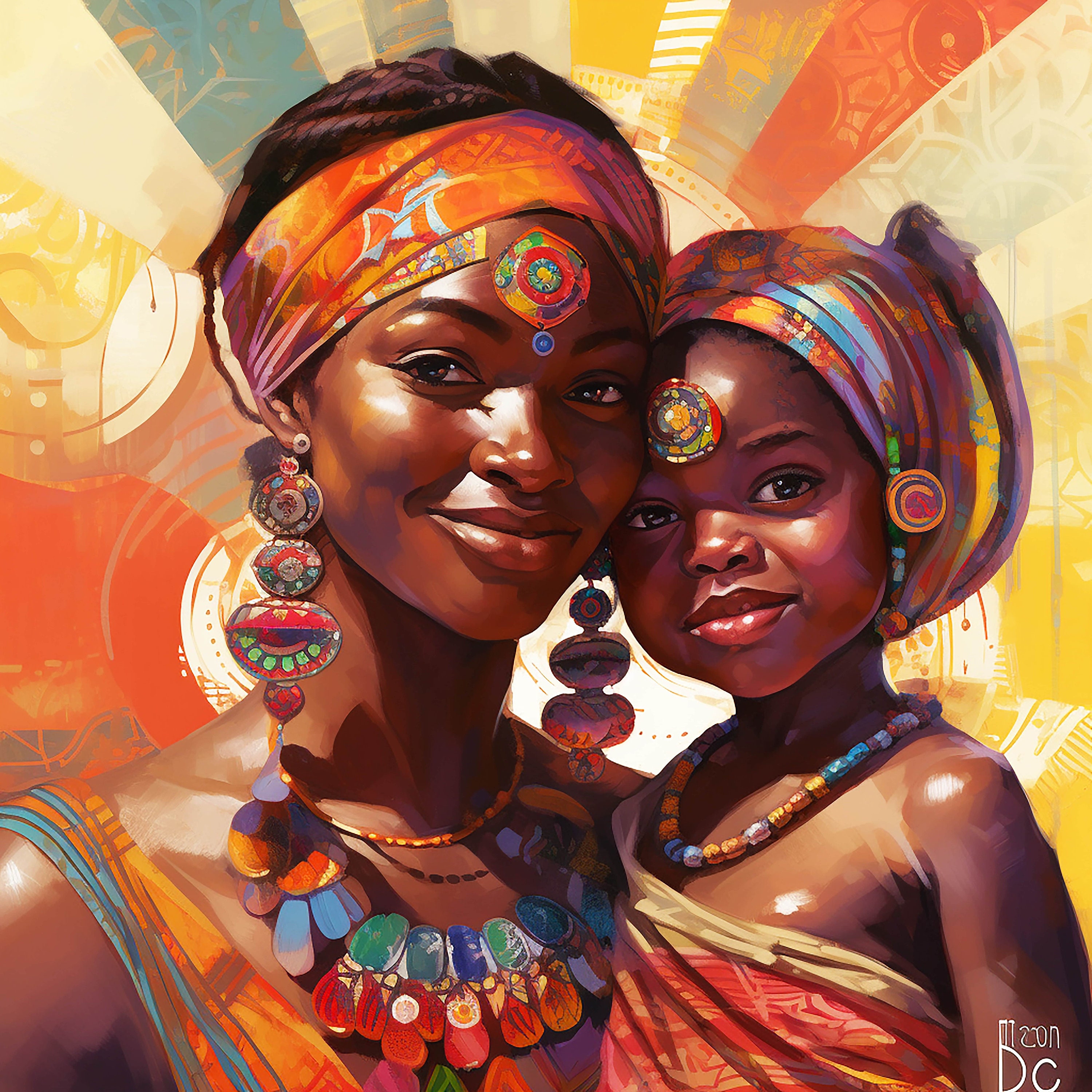 Illustration of igbo, Zulu Art, African Culture, Colorful Portrait of ...