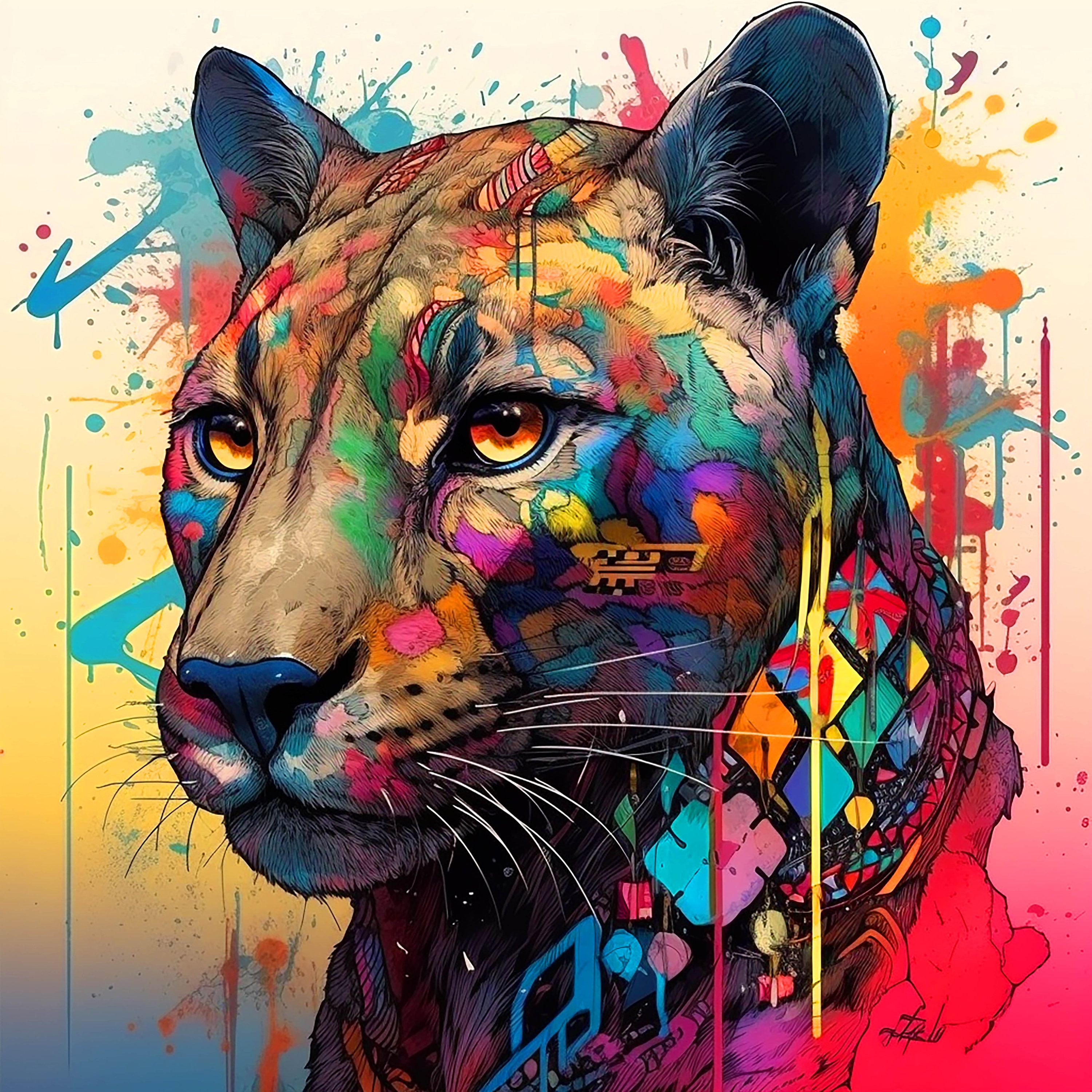 Colorful Majestic Puma - Etsy